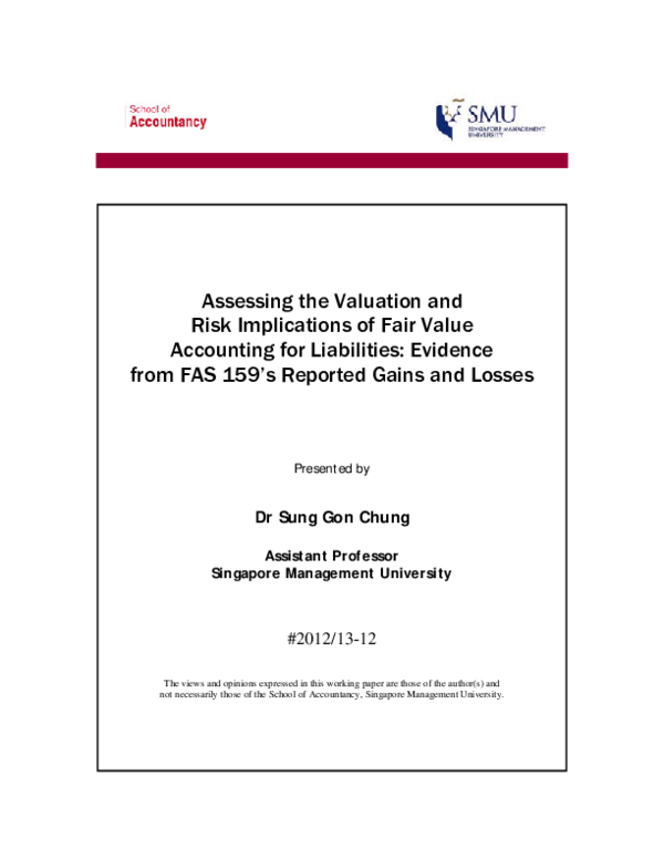 (PDF) Assessing the Valuation and Risk Implications of Fair Value