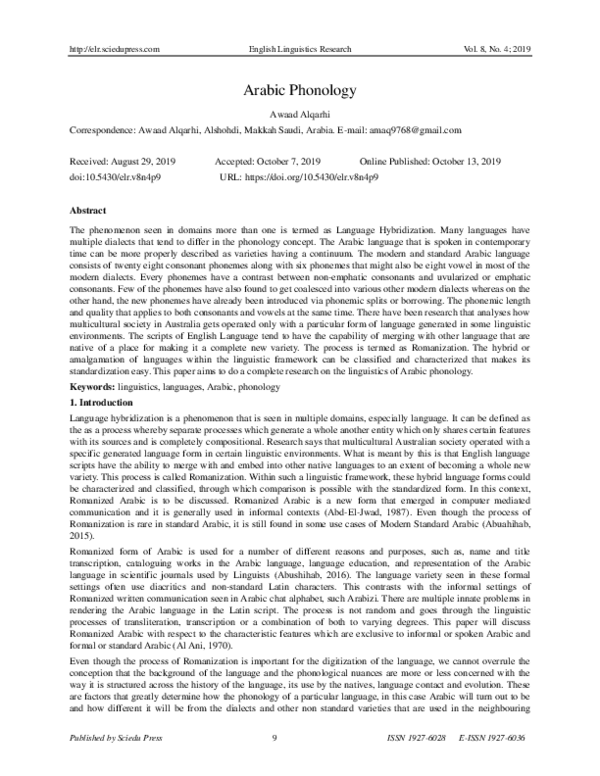 (PDF) Arabic Phonology