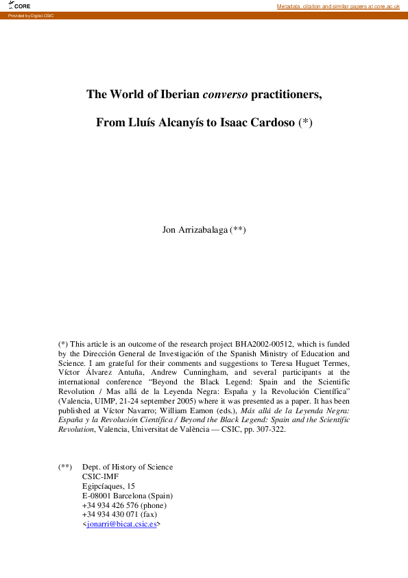 (PDF) The World of Iberian converso practitioners, from Lluís Alcanyís ...