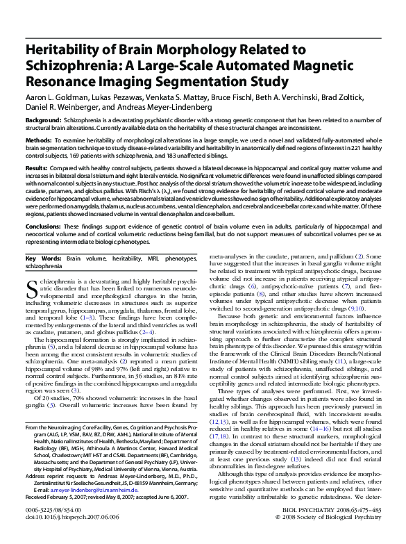 (PDF) Heritability of Brain Morphology Related to Schizophrenia: A Large-Scale Automated ...