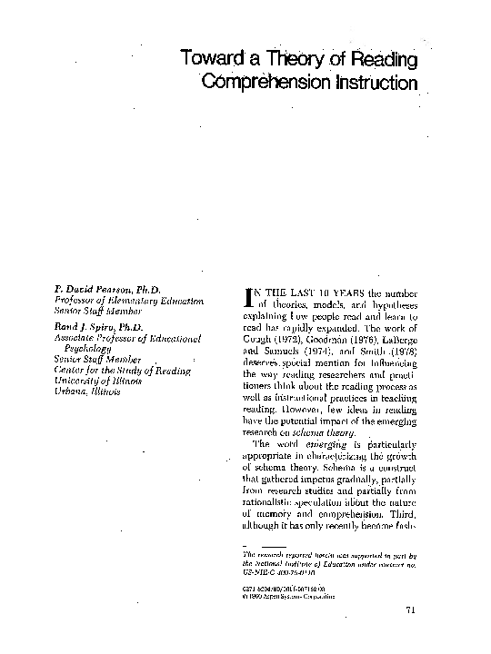 (PDF) Toward a Theory of Reading Comprehension Instruction