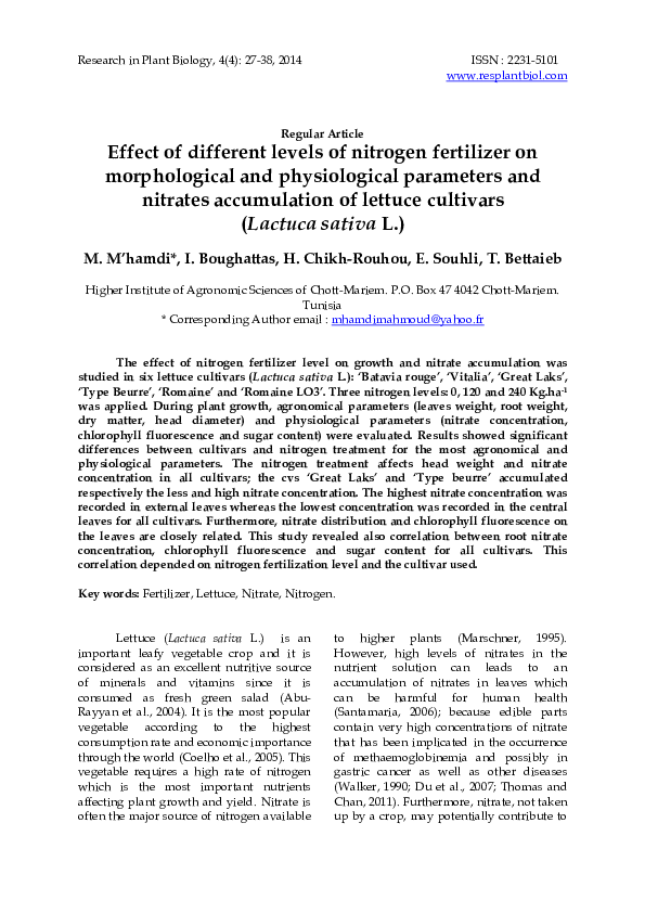 (PDF) Effect of different levels of nitrogen fertilizer on ...