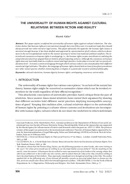 (PDF) The Universality of Human Rights Against Cultural Relativism ...