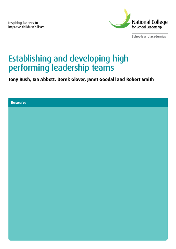 (PDF) Establishing and developing high performing leadership teams