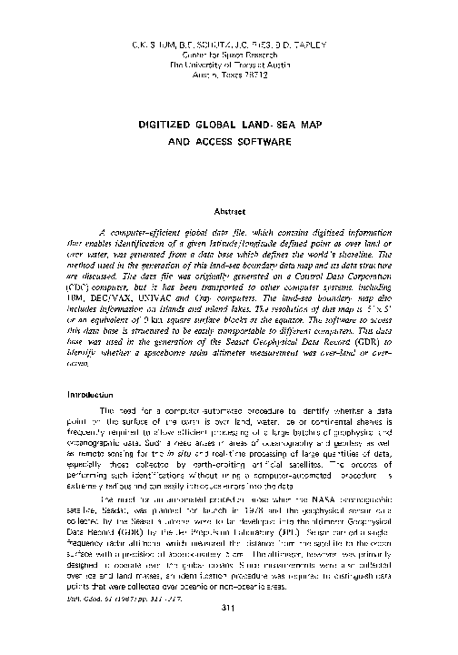 (PDF) Digitized global land-sea map and access software