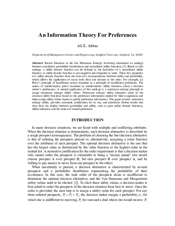 (PDF) An Information Theory for Preferences