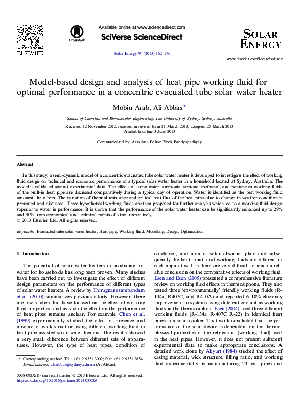 (PDF) Optimizing Heat Pipe Fluids for Solar Heaters