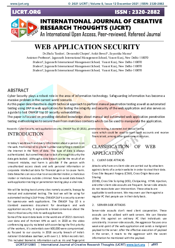 Pdf Web Application Security