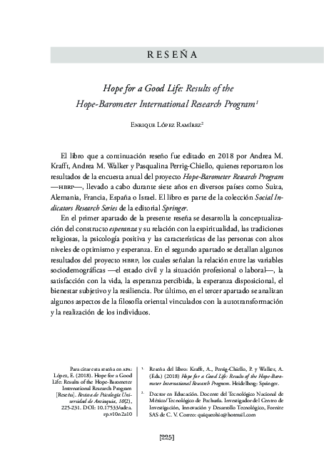 (PDF) Hope for a Good Life: Results of the Hope-Barometer International ...