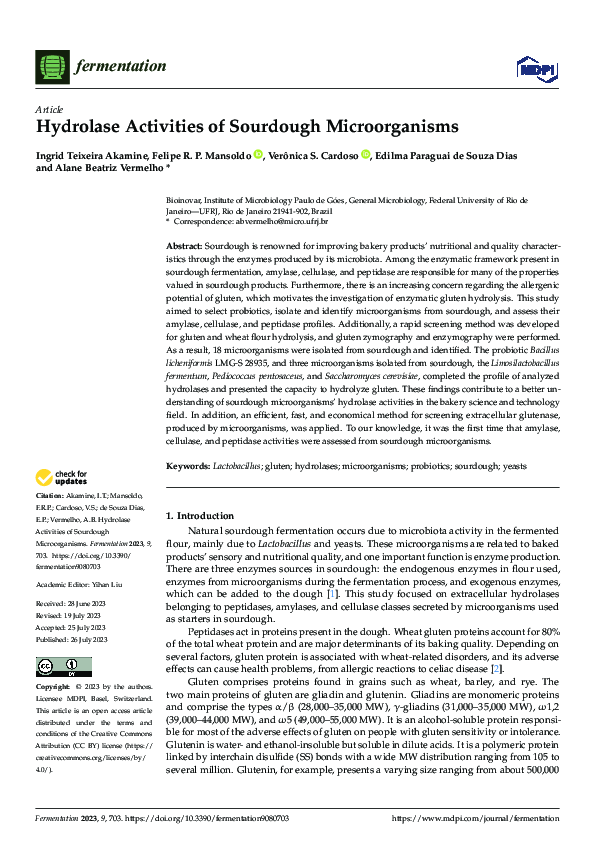 (PDF) Hydrolase Activities of Sourdough Microorganisms