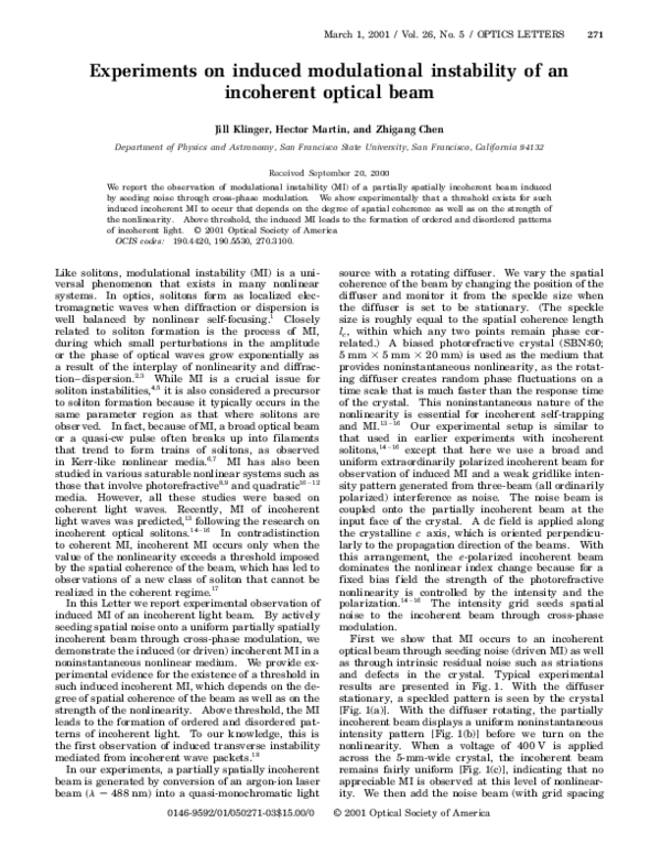 (PDF) Experiments on induced modulational instability of an incoherent ...