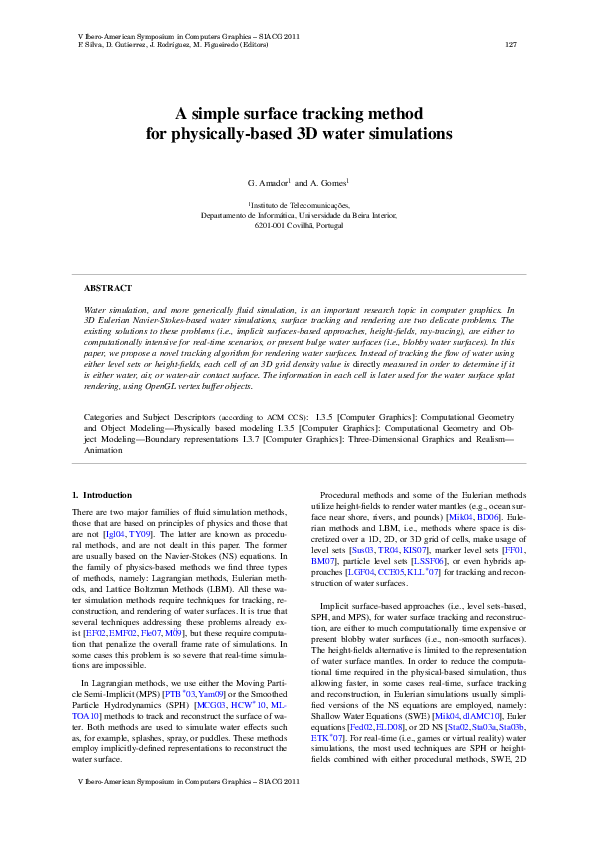 (PDF) A Simple Surface Tracking Method for Physically-Based 3D Water Simulations