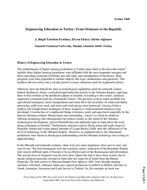 (PDF) Engineering Education In Turkey