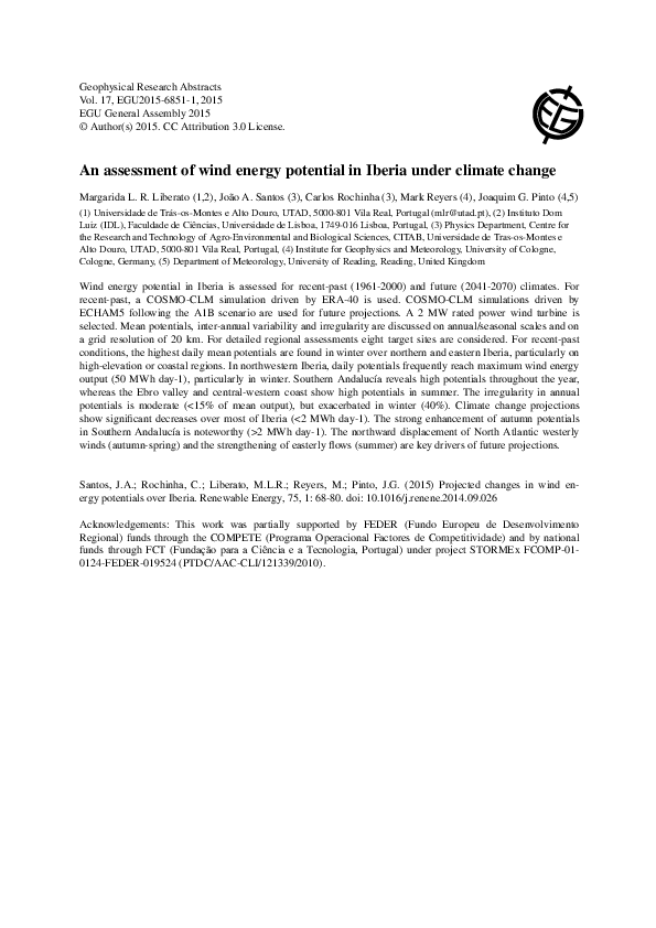 (PDF) Projected changes in wind energy potentials over Iberia