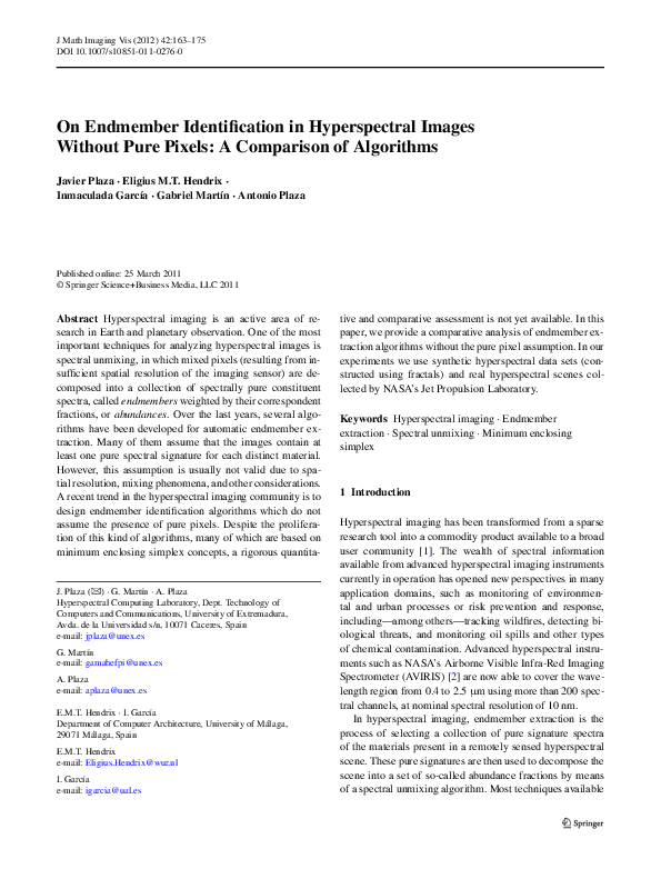 (PDF) On Endmember Identification in Hyperspectral Images Without Pure Pixels: A Comparison of ...