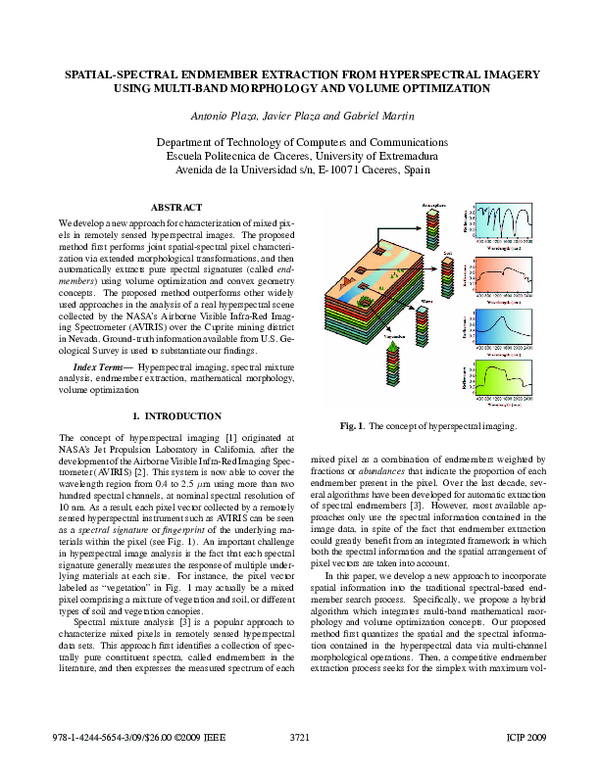Pdf Spatial Spectral Endmember Extraction From Hyperspectral Imagery Using Multi Band