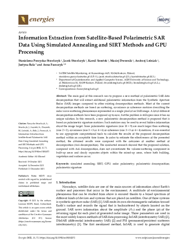 (PDF) Information Extraction from Satellite-Based Polarimetric SAR Data Using Simulated ...
