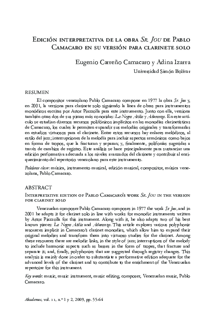 (PDF) Edición interpretativa de la obra Sr. Jou de Pablo Camacaro en su ...