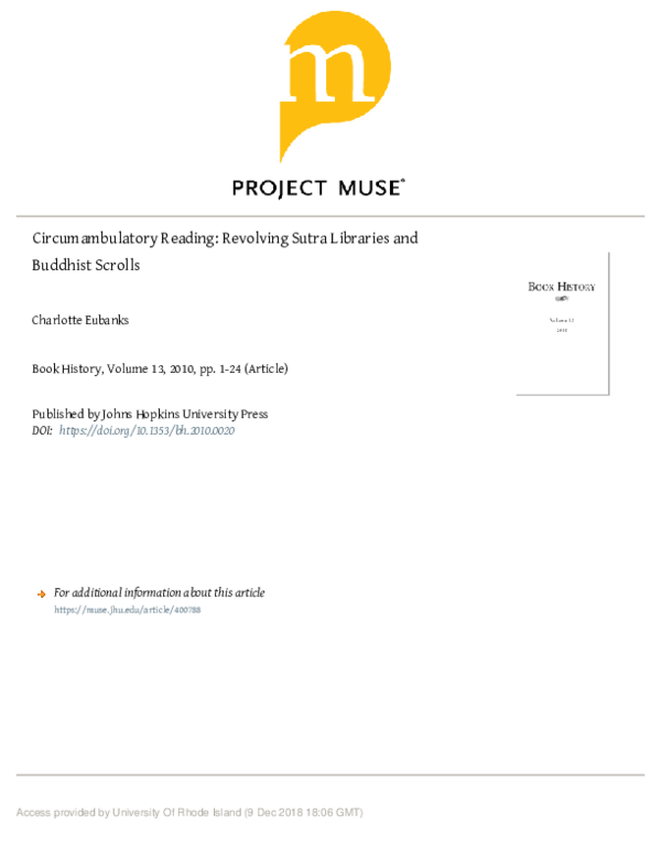 (PDF) Circumambulatory Reading: Revolving Sutra Libraries and Buddhist ...