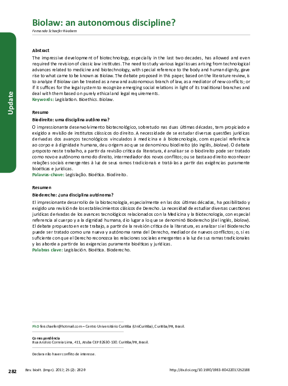 (PDF) Biolaw: an autonomous discipline?