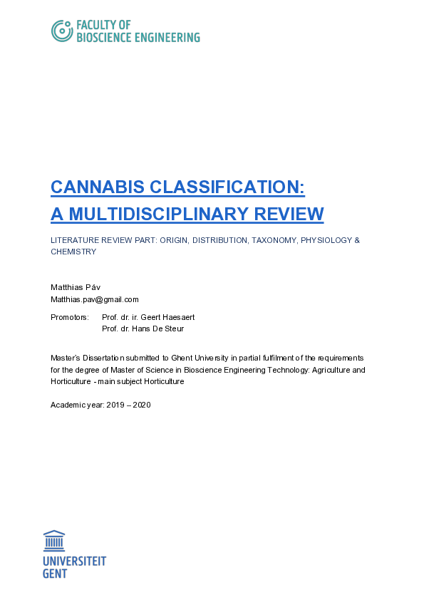 (PDF) Cannabis Classification; a multidisciplinary review | Matthias ...