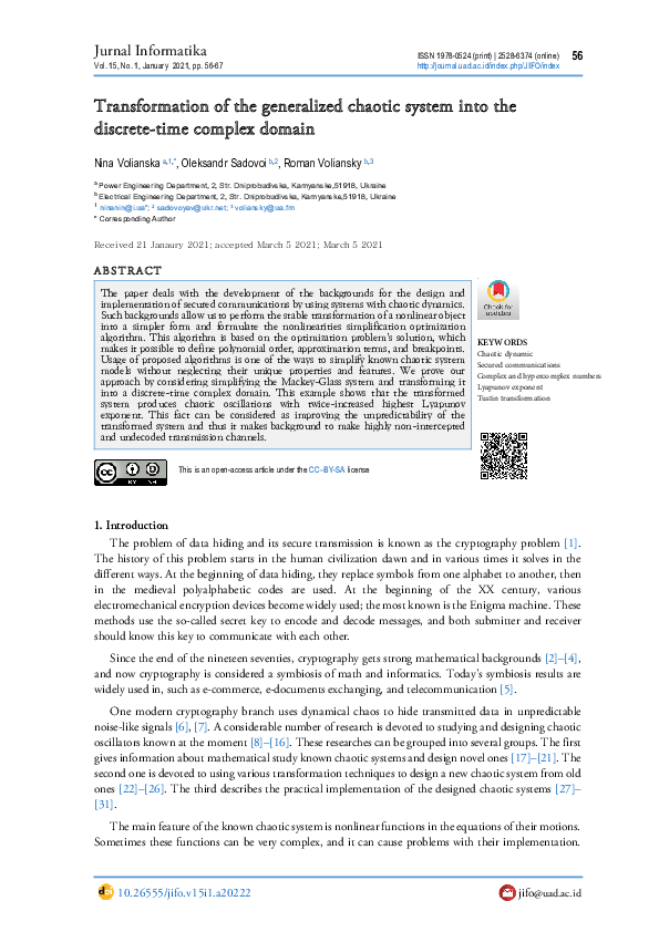 (PDF) Transformation of the generalized chaotic system into the ...