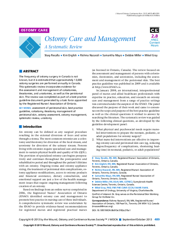 (PDF) Ostomy Care and Management