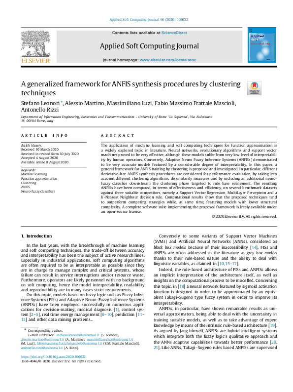 (PDF) A generalized framework for ANFIS synthesis procedures by clustering techniques