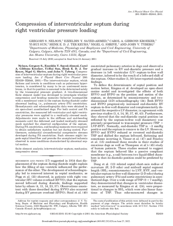 (PDF) Compression of interventricular septum during right ventricular ...