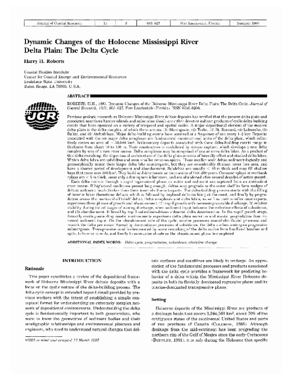 (PDF) Dynamic Changes of the Holocene Mississippi River Delta Plain ...
