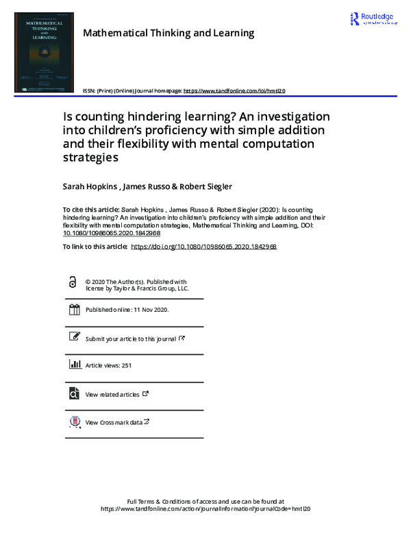 (PDF) Is counting hindering learning? An investigation into children’s ...