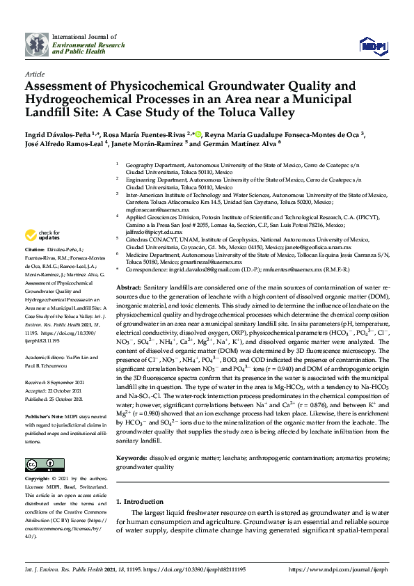 (PDF) Assessment of Physicochemical Groundwater Quality and Hydrogeochemical Processes in an ...