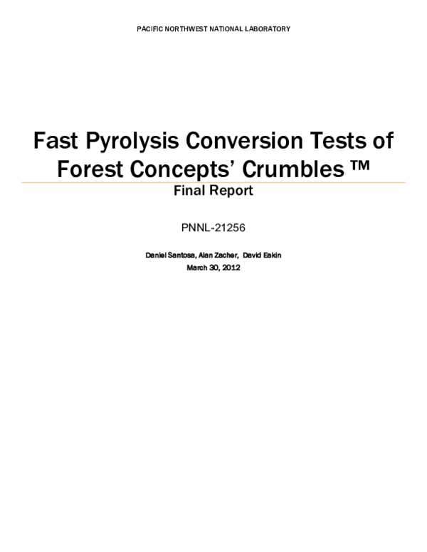 (PDF) Fast Pyrolysis Conversion Tests of Forest Concepts' Crumbles ...