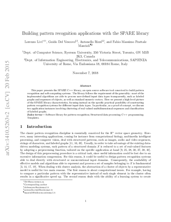 (PDF) Building pattern recognition applications with the SPARE library | Antonello Rizzi ...
