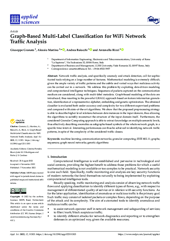 (PDF) Graph-Based Multi-Label Classification for WiFi Network Traffic Analysis | Antonello Rizzi ...