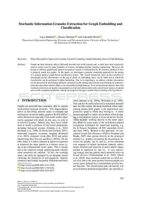 Pdf Stochastic Information Granules Extraction For Graph Embedding