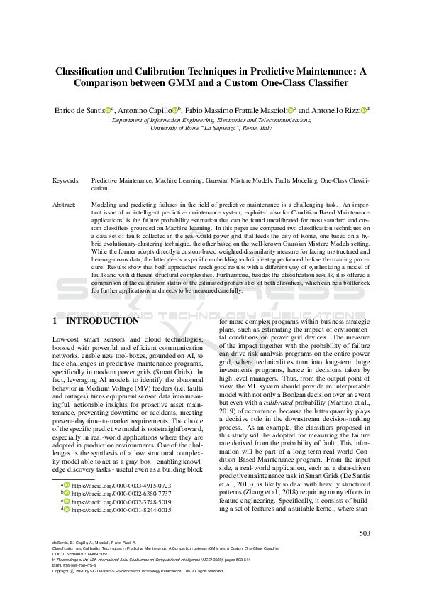 (PDF) Classification and Calibration Techniques in Predictive Maintenance: A Comparison between ...