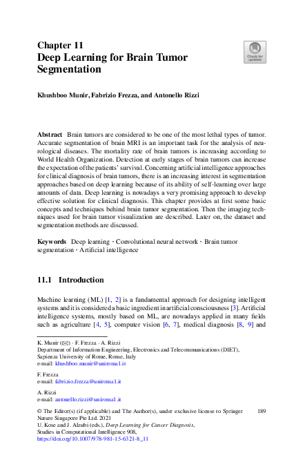 (PDF) Deep Learning for Brain Tumor Segmentation