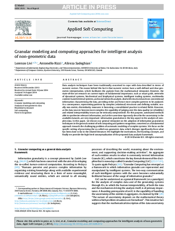 (PDF) Granular modeling and computing approaches for intelligent analysis of non-geometric data