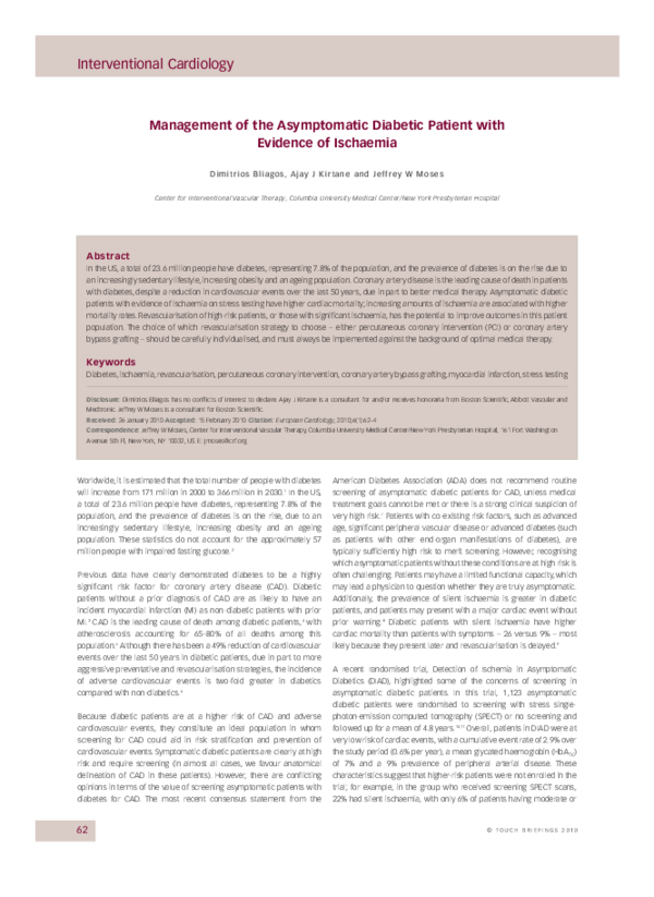 (PDF) Management of the Asymptomatic Diabetic Patient with Evidence of ...
