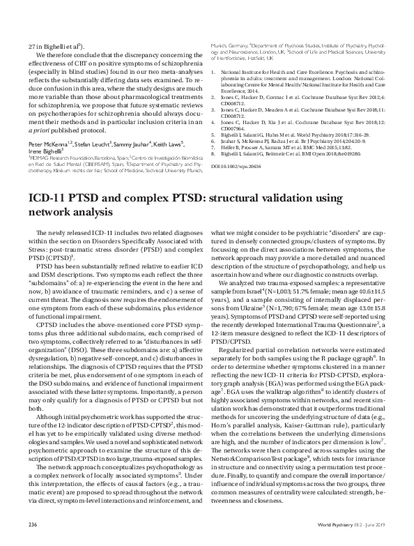 Pdf Icd‐11 Ptsd And Complex Ptsd Structural Validation Using Network Analysis