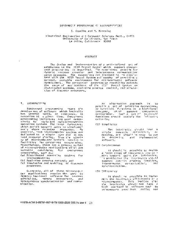(PDF) Concurrent programming on microcomputers