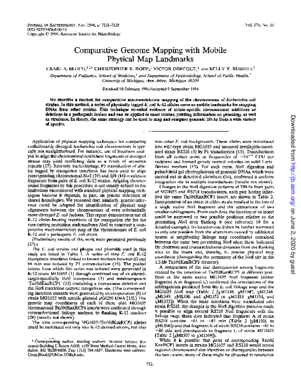 (PDF) Comparative genome mapping with mobile physical map landmarks