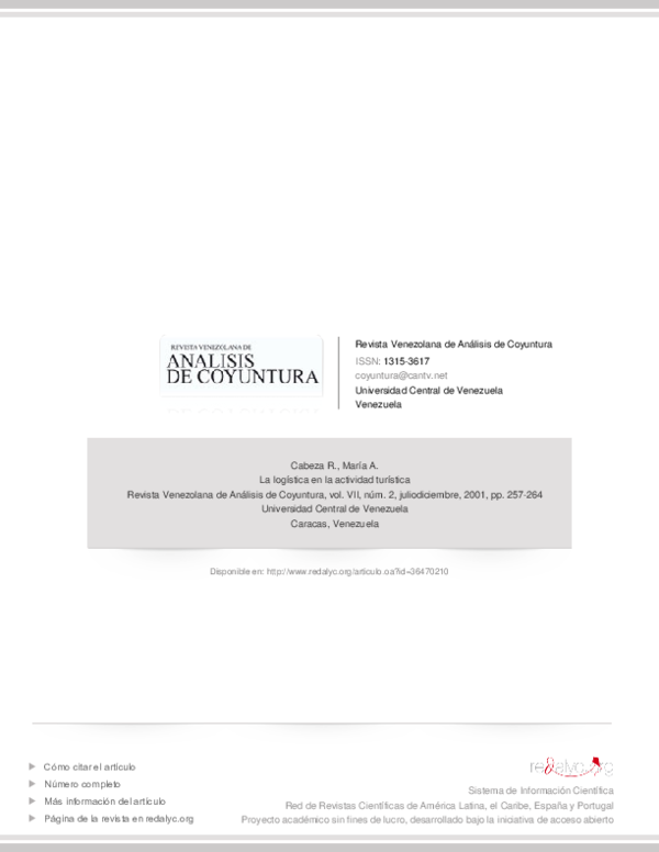 (PDF) La logística en la actividad turística