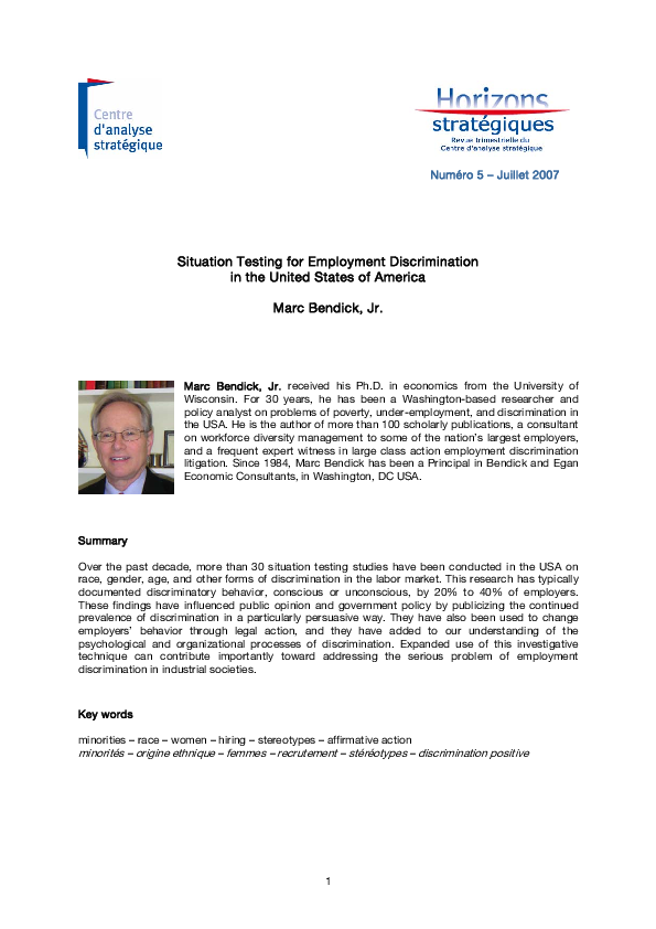 (PDF) Situation Testing for Employment Discrimination in the United ...
