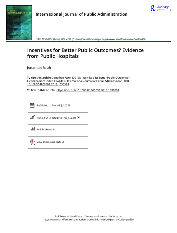 (PDF) Incentives for Better Public Outcomes? Evidence from Public Hospitals