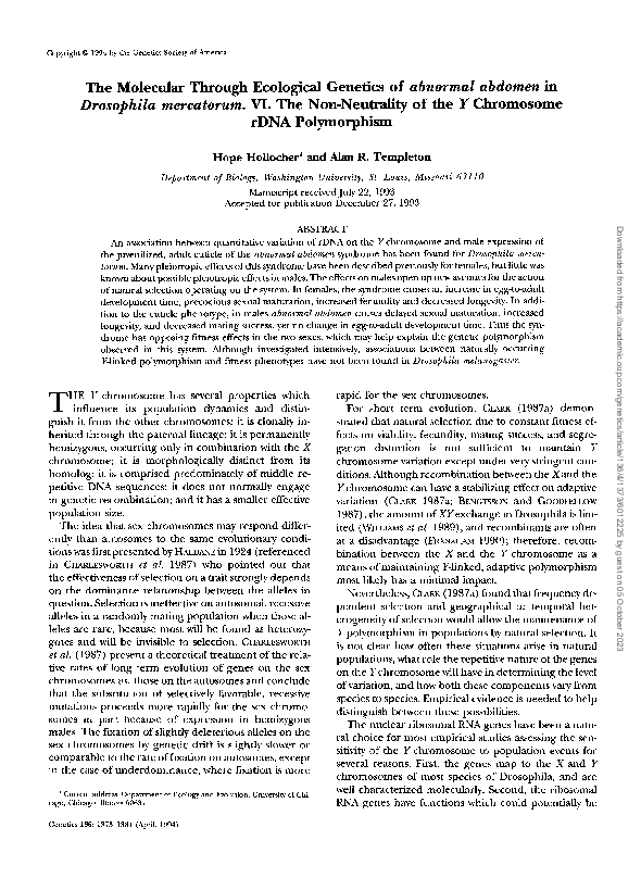 (PDF) The molecular through ecological genetics of abnormal abdomen in ...
