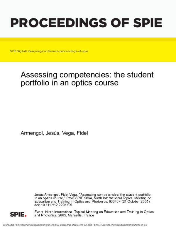 (PDF) Assessing competencies: the student portfolio in an optics course ...