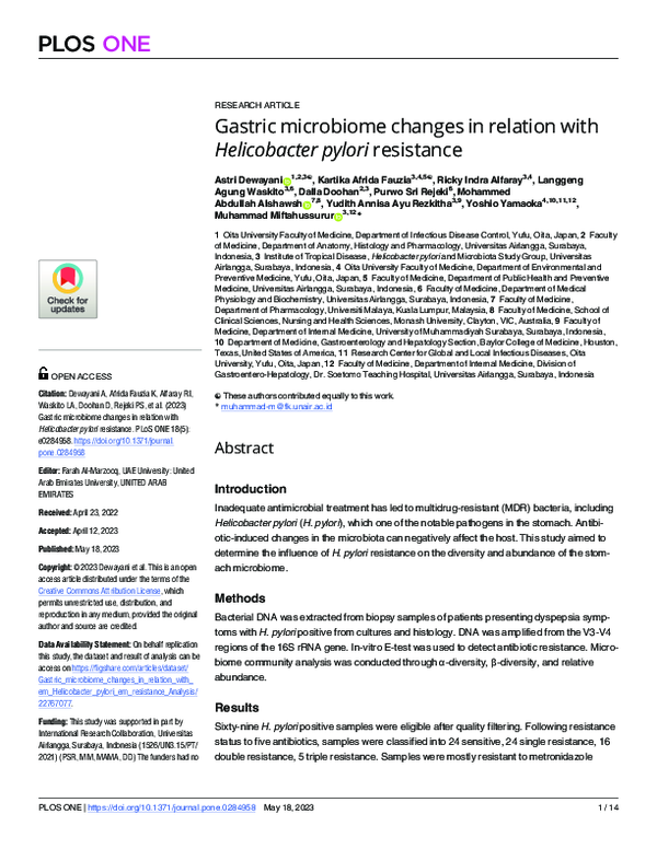 (PDF) Gastric microbiome changes in relation with Helicobacter pylori ...