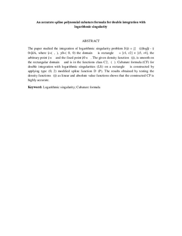 (PDF) An accurate spline polynomial cubature formula for double ...